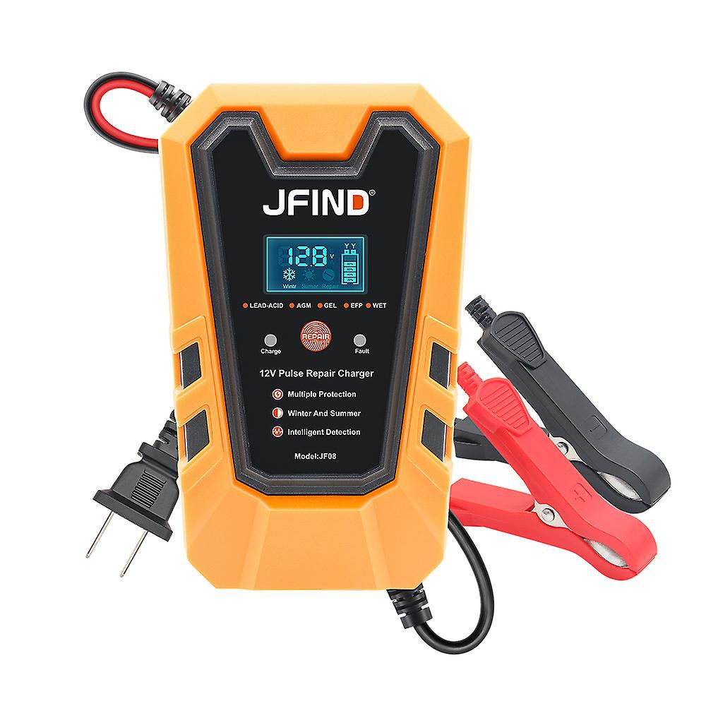 12V Battery Charger with Pulse Repair LCD Display Smart Fast Charge ...