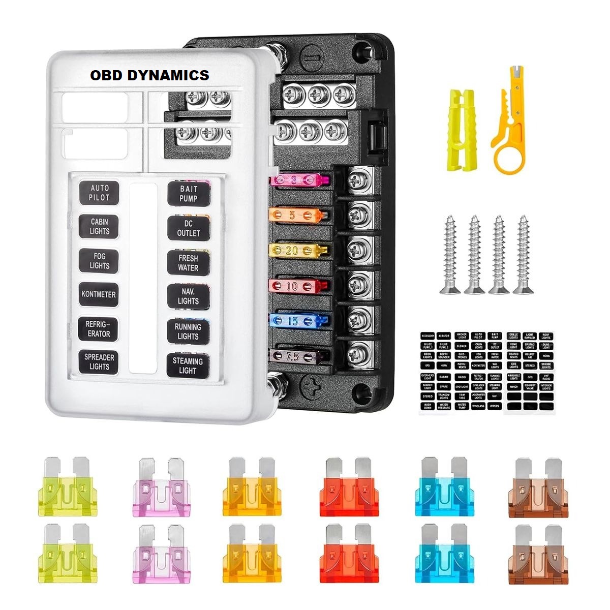 12-Way Fuse Block with LED Indicator - Waterproof Blade Fuse Box for ...
